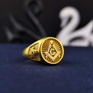 Vermeil Masonic Signet Ring / Freemasonry Ring With G Emblem / Masonic ...