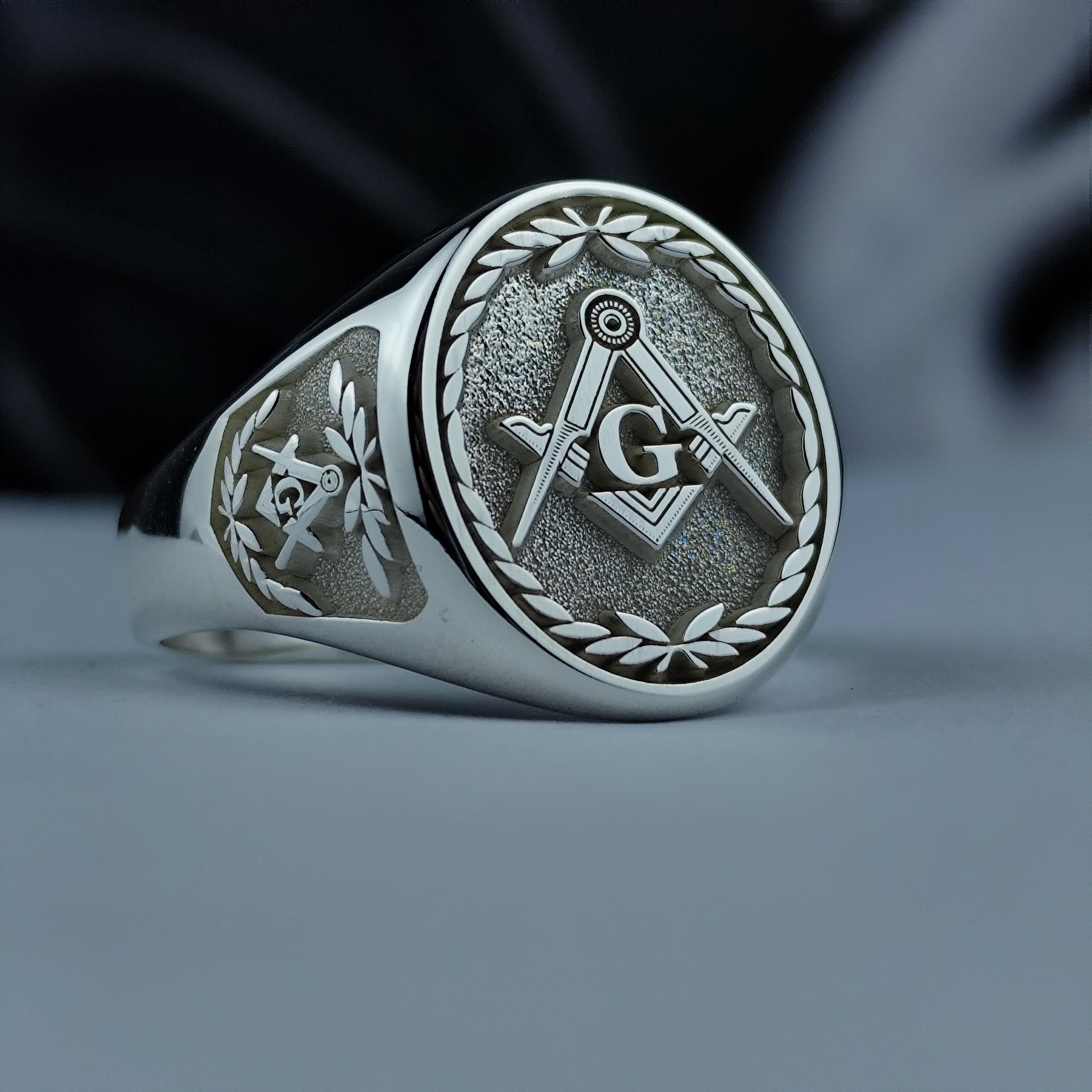 Antique Silver Masonic Ring: Freemason Square & Compass Signet - Etsy