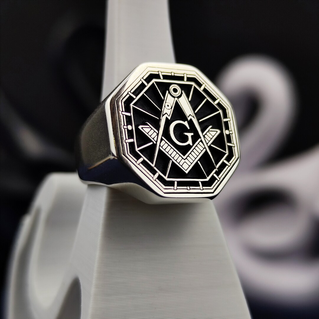 Handcrafted Silver Masonic Lodge Ring With Master Mason Symbol for Men ...