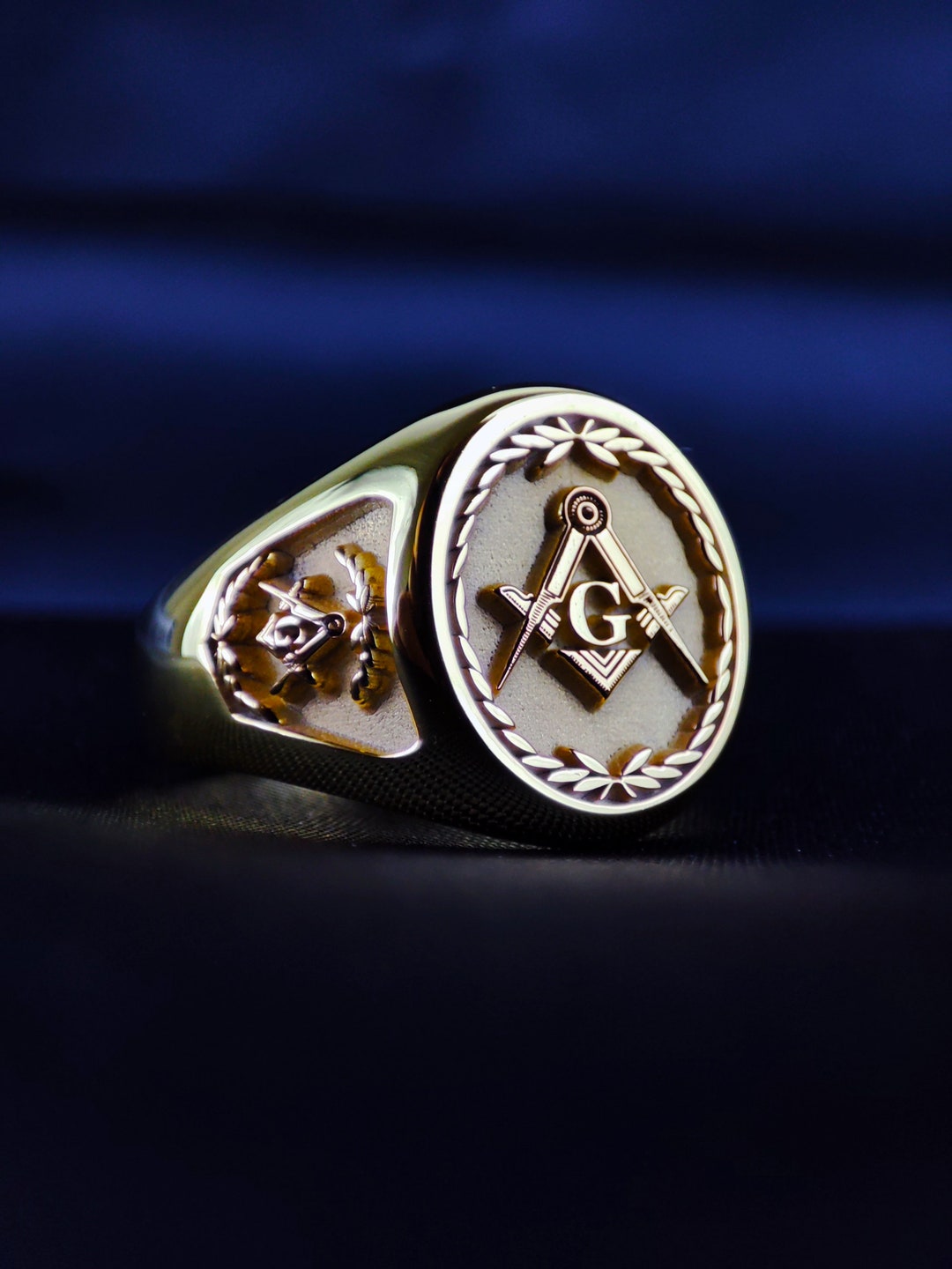 Gold Plated Masonic Signet Ring: Freemason Symbol - Etsy