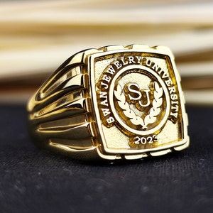 Men’s Gold-plated University Ring – Custom Graduation Signet - Etsy