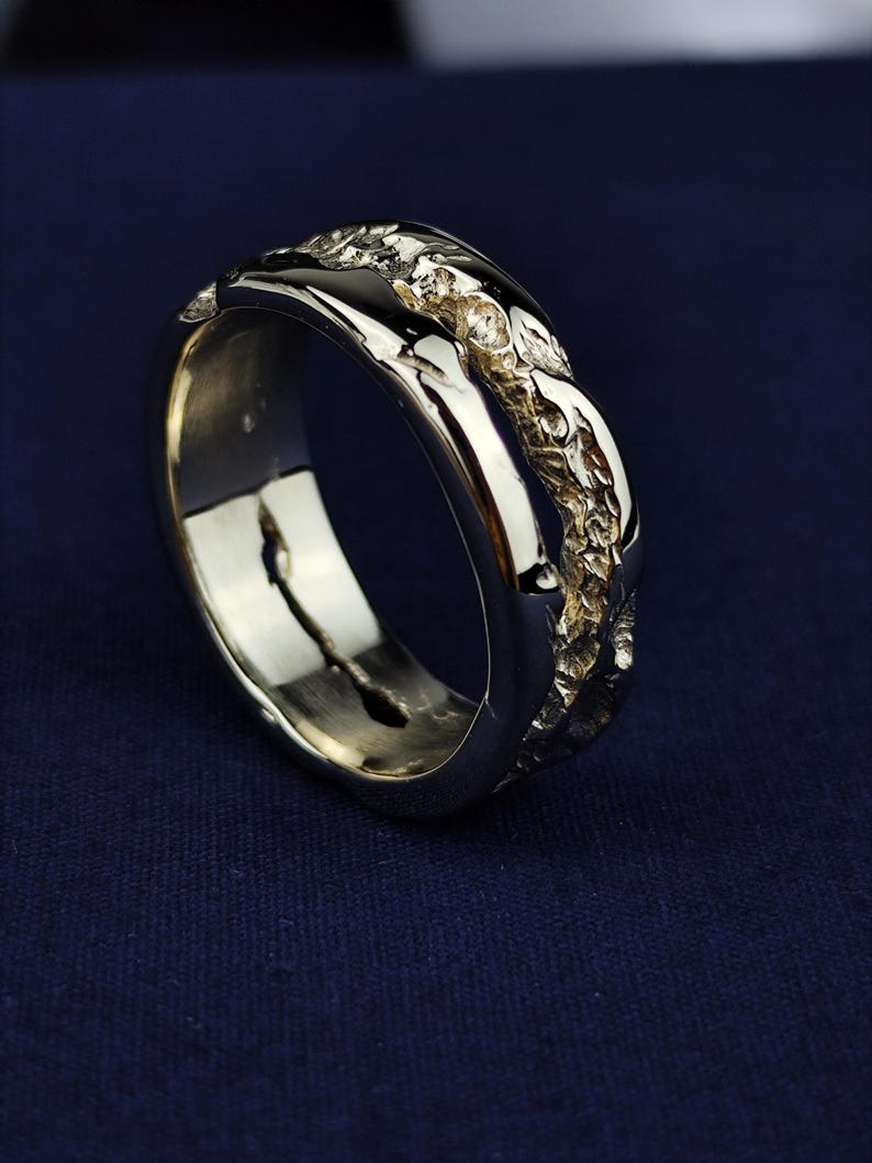 14K Gold Rustic Ring: Handmade Textured Band, Minimalist Jewelry - Etsy