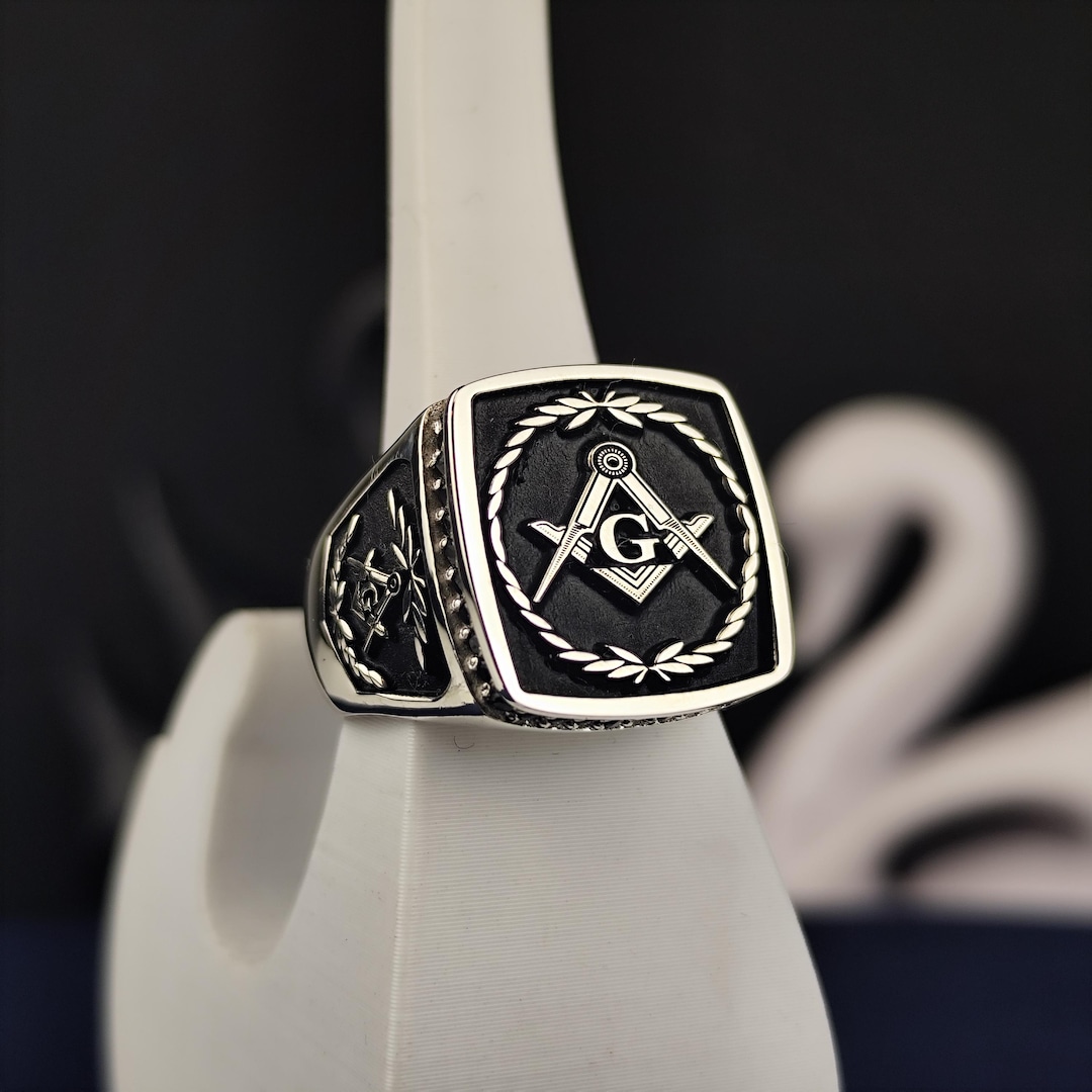 Masonic Lodge Ring: Square & Compass Freemason Jewelry in Gold or ...