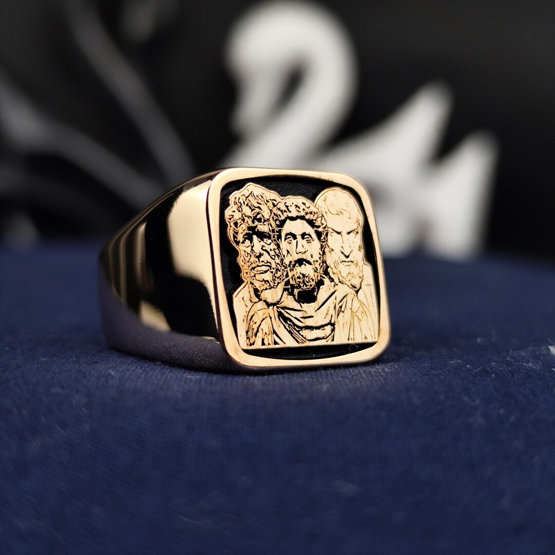 Square Rose-plated Stoic Philosophy Ring – Elegant Design Inspired by ...