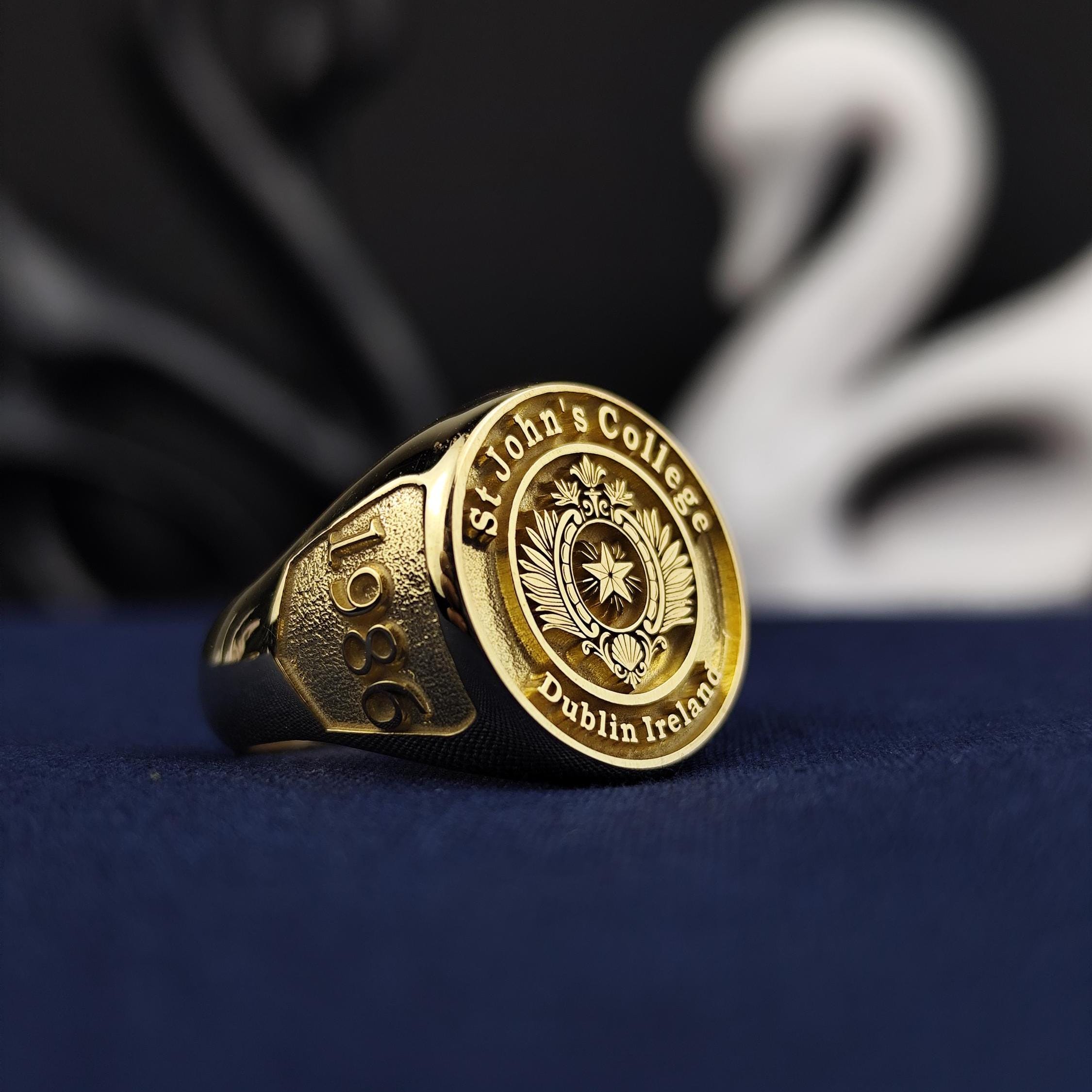 Gold-plated University Ring – Custom Graduation Signet for Men & Women ...