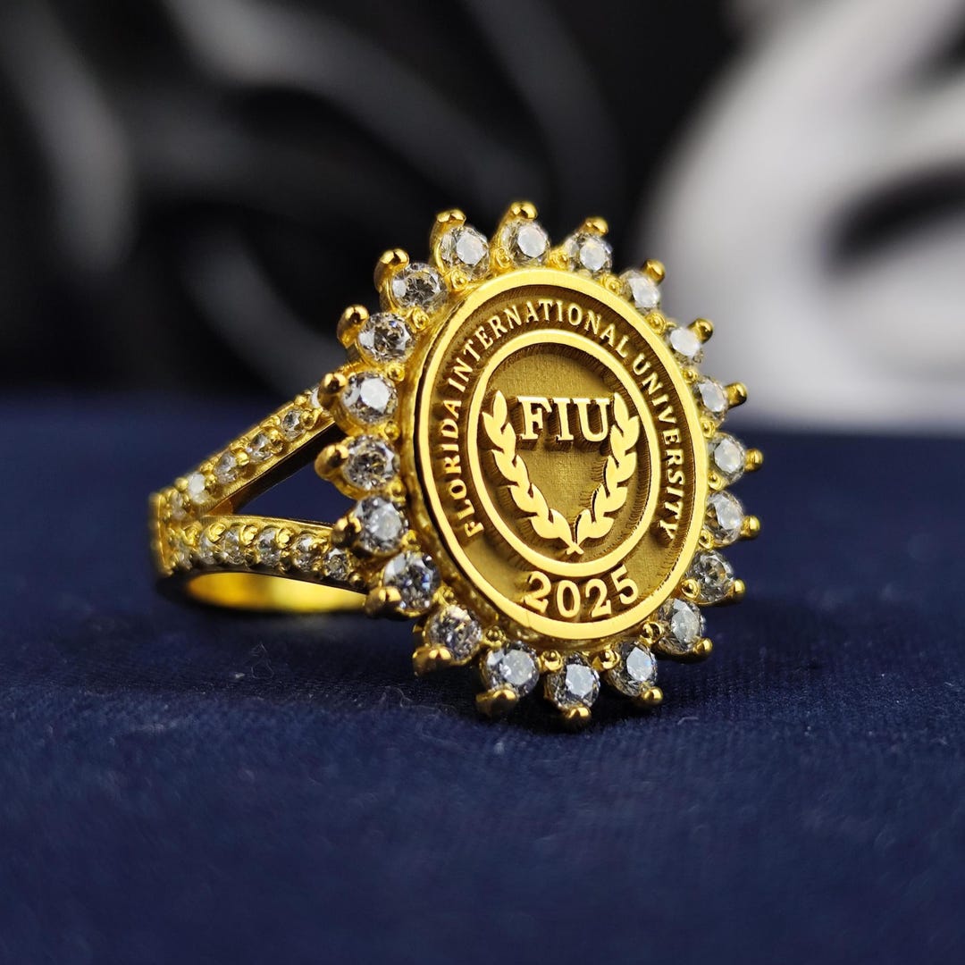 Custom University Graduation Ring – Sterling Silver Class Ring, Alumni ...