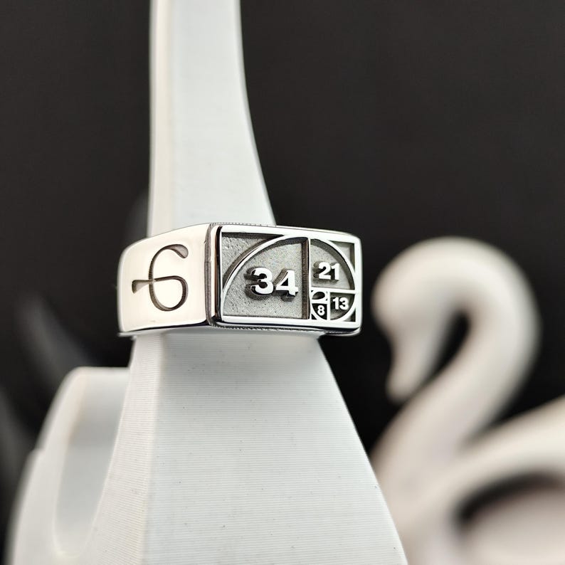 Fibonacci Signet Ring – Silver Golden Ratio Ring – Sacred Geometry ...