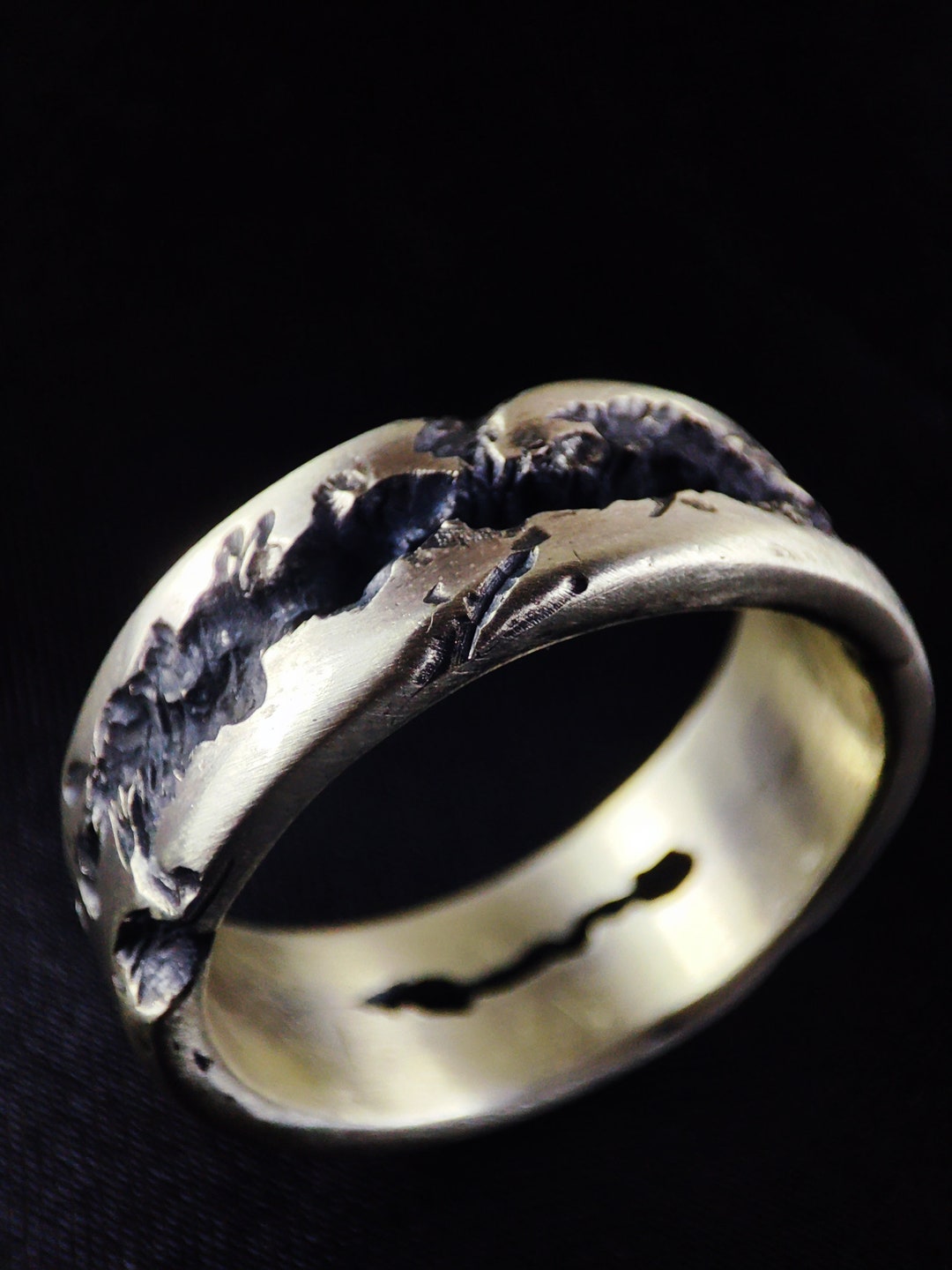 Rustic Sterling Silver Ring: Handmade Textured Unisex Band - Etsy