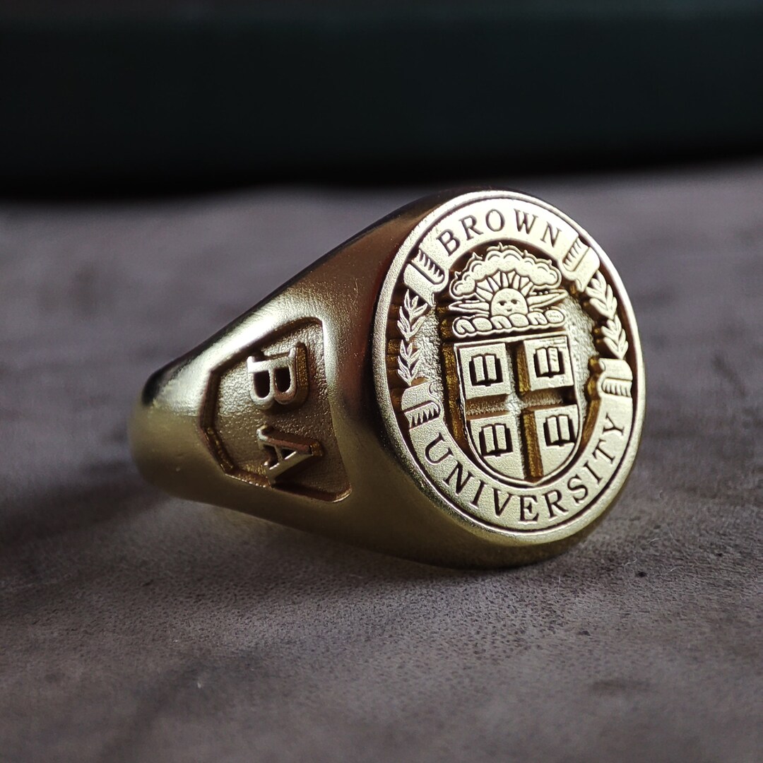Men’s University Ring in Pure Gold Plating – Custom College Graduation ...