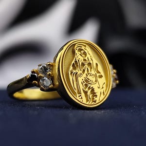Gold Plated Virgin Mary Ring: Women's Catholic Signet - Etsy