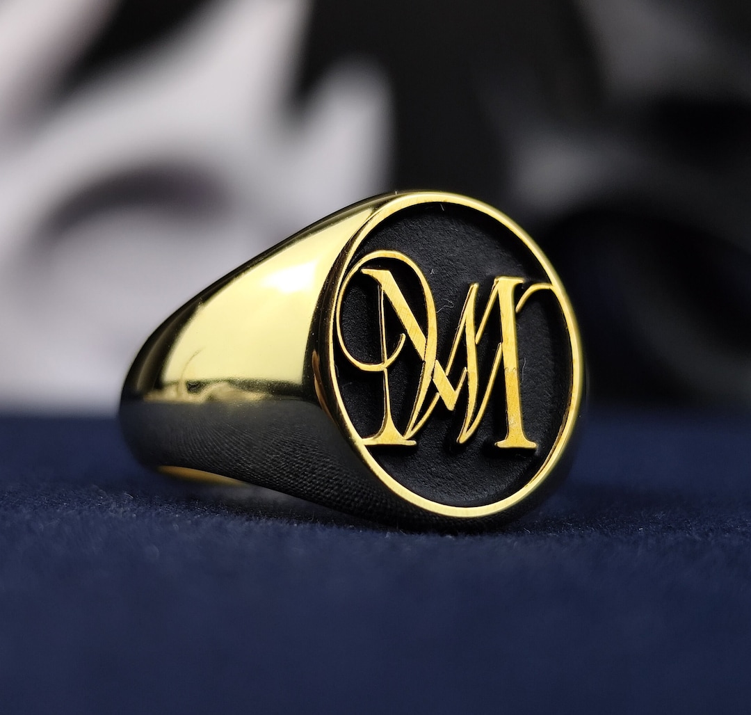 Personalized Monogram Signet Ring: Custom Initial Jewelry Gift - Etsy