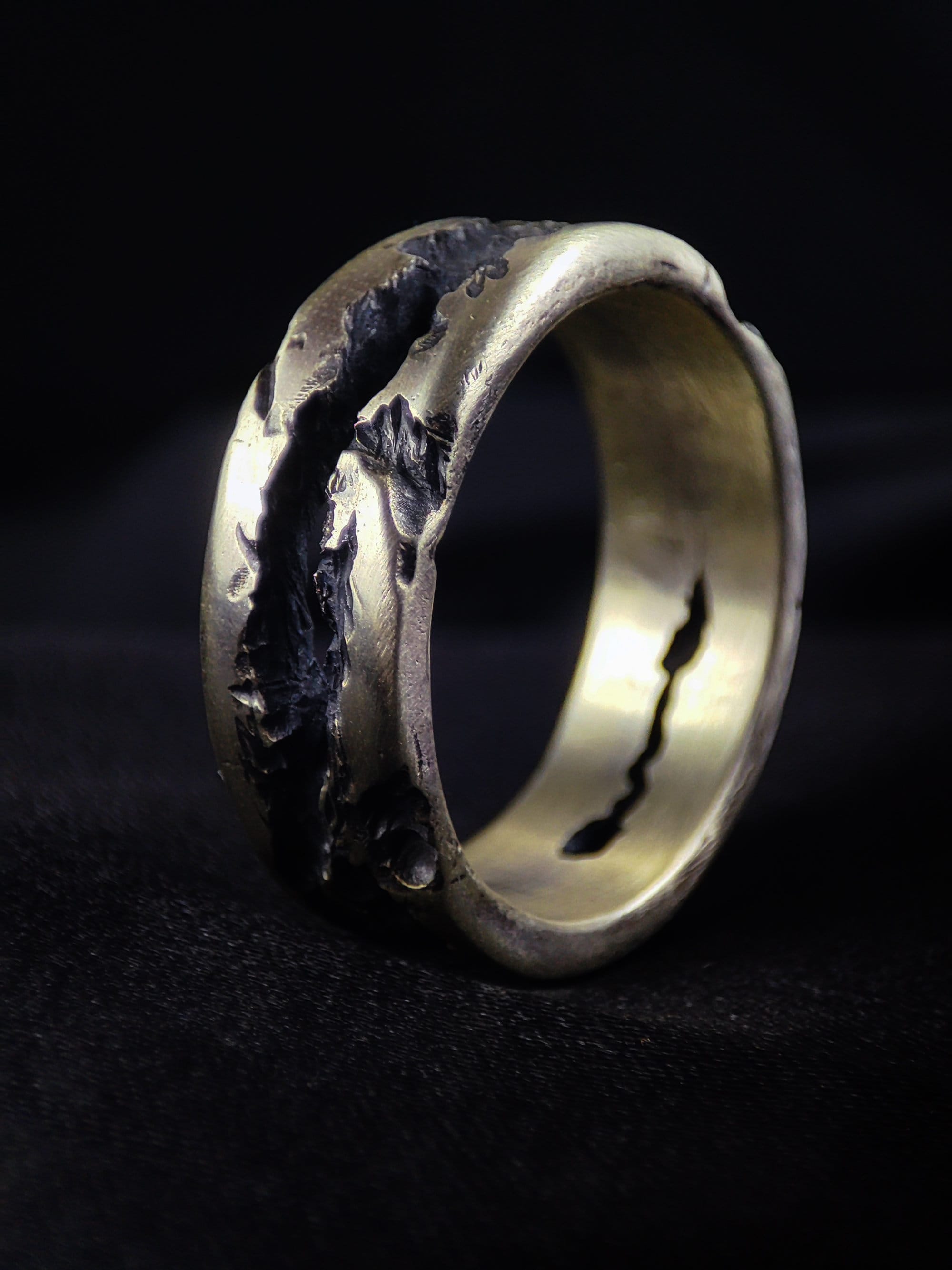 Rustic Sterling Silver Ring: Handmade Textured Unisex Band - Etsy