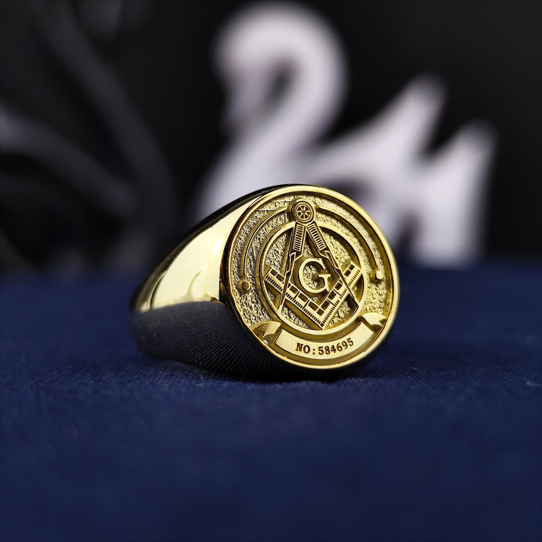 Custom Gold Masonic Ring – Luxurious Freemason Jewelry in Solid Gold or ...