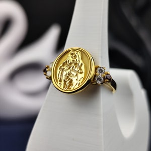Gold Plated Virgin Mary Ring: Women's Catholic Signet - Etsy