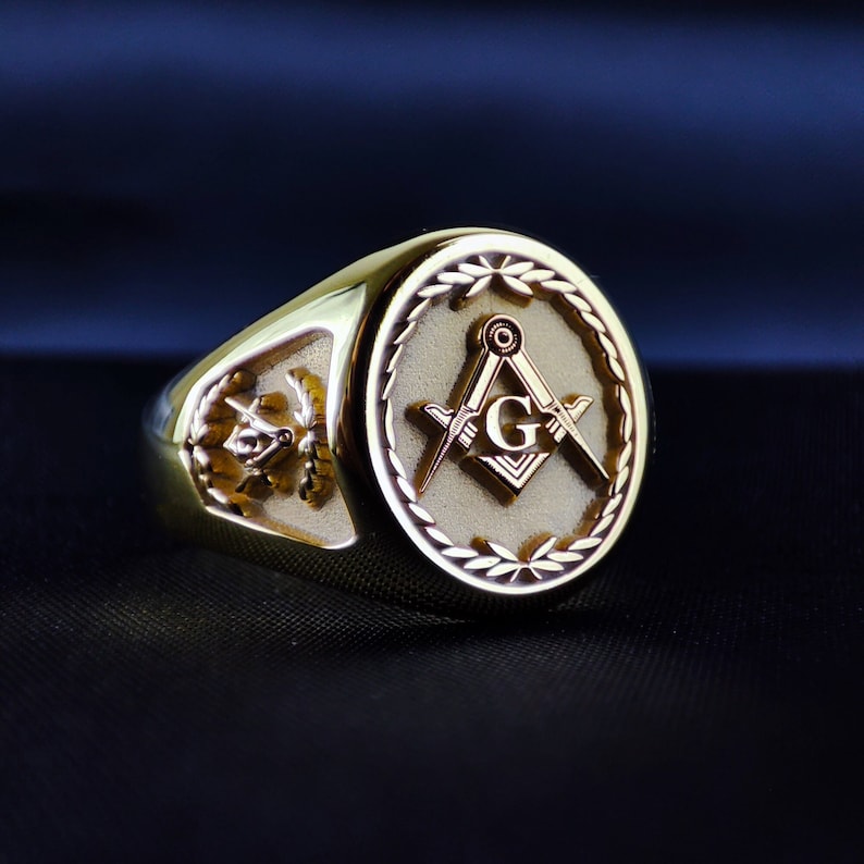 Gold Plated Masonic Signet Ring: Freemason Symbol - Etsy