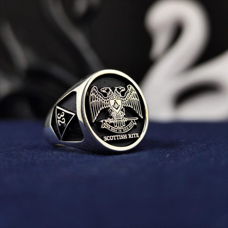 Scottish Rite Masonic Ring: Double Headed Eagle, 925 Sterling Silver ...