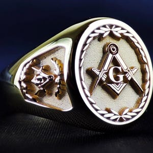 Gold Plated Masonic Signet Ring: Freemason Symbol - Etsy