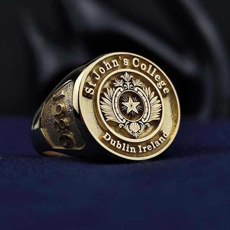 Gold-plated University Ring – Custom Graduation Signet for Men & Women ...