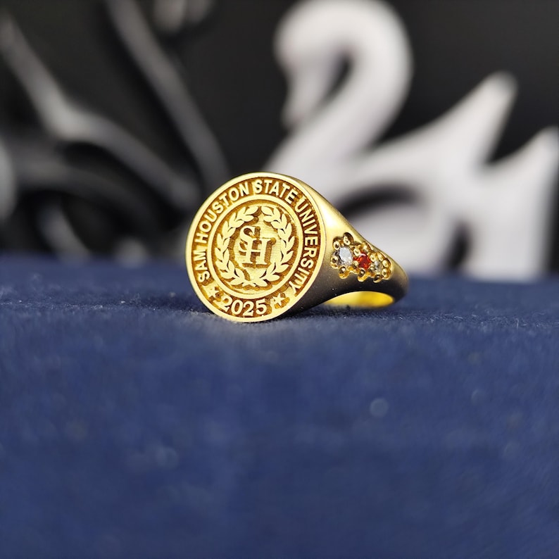 Personalized Gold Signet Ring, Minimalist Graduation Ring, Custom ...
