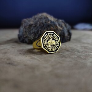 Men’s Hexagonal University Ring – Custom College Graduation Signet in ...