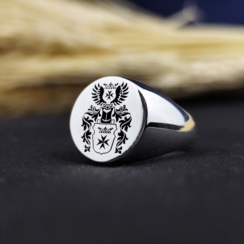 Custom Family Crest Signet Ring: Sterling Silver Heritage Jewelry - Etsy