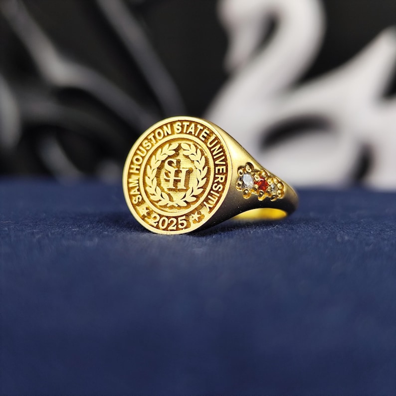 Personalized Gold Signet Ring, Minimalist Graduation Ring, Custom ...