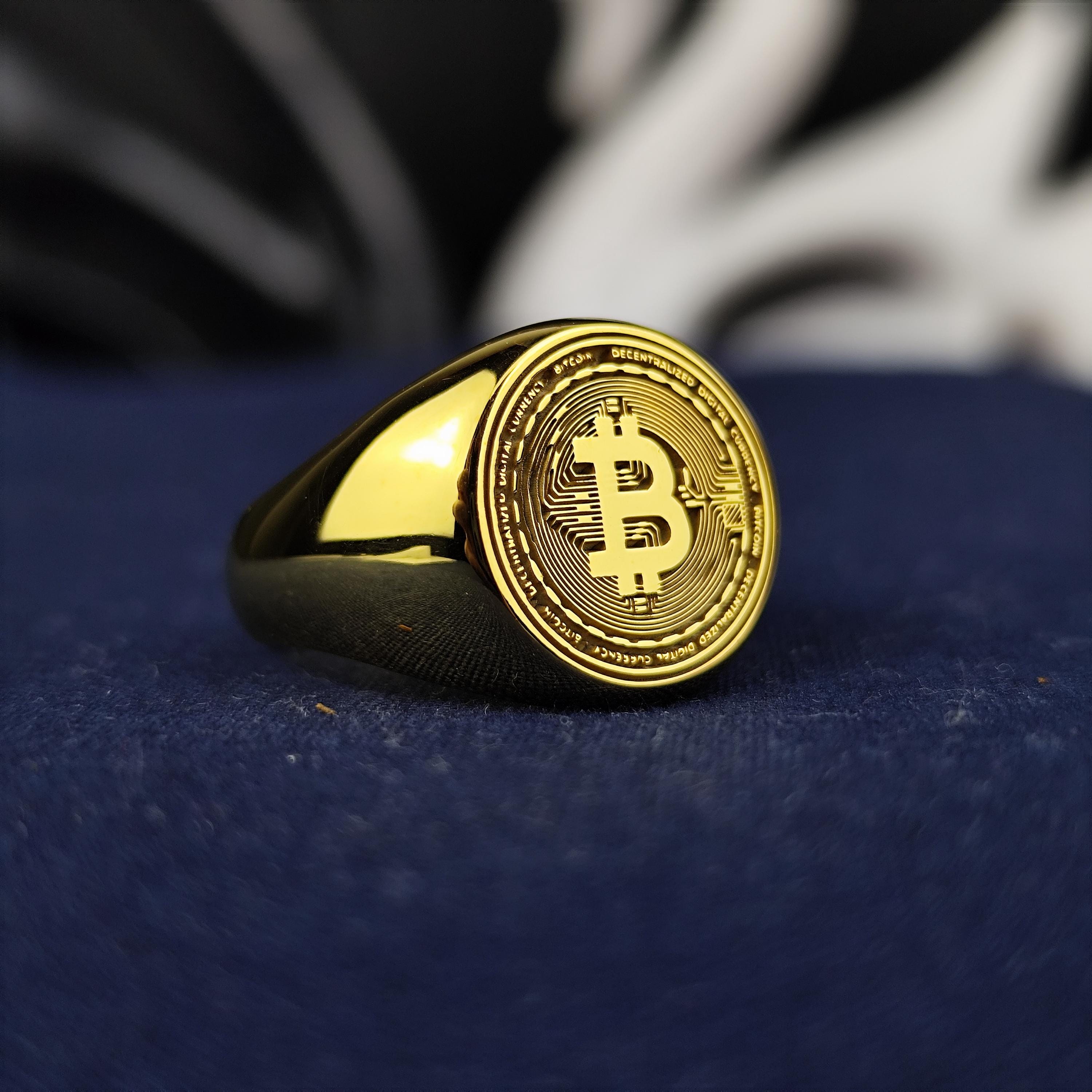 Gold Bitcoin Signet Ring – Exclusive Blockchain Jewelry for Crypto ...