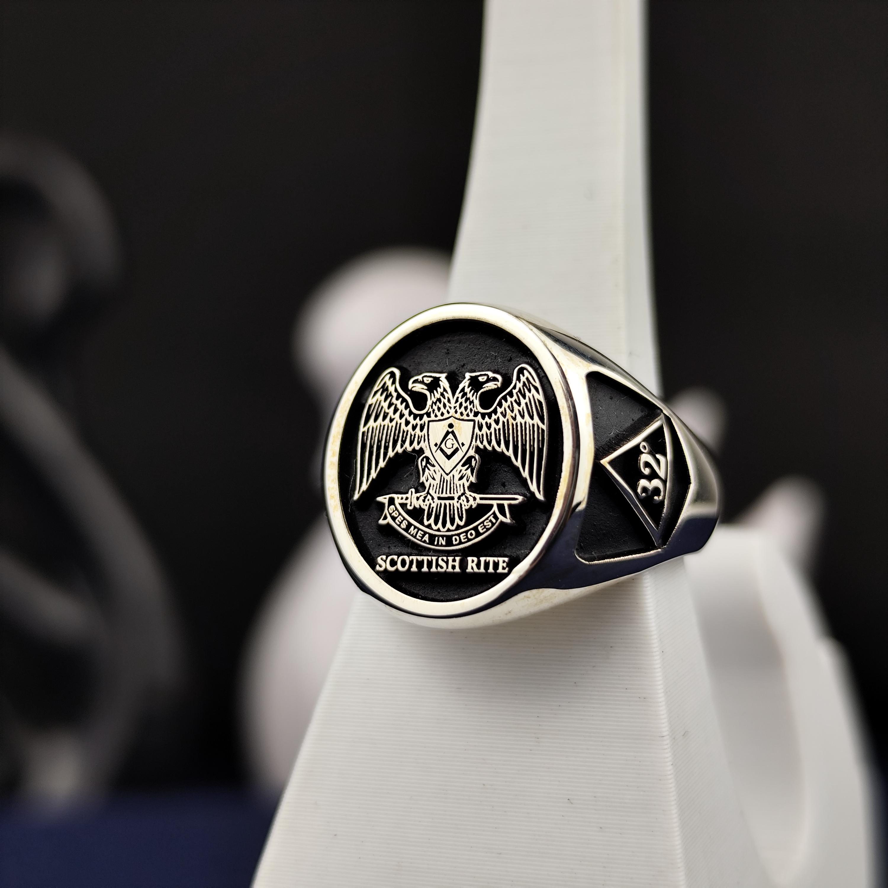 Scottish Rite Masonic Ring: Double Headed Eagle, 925 Sterling Silver ...