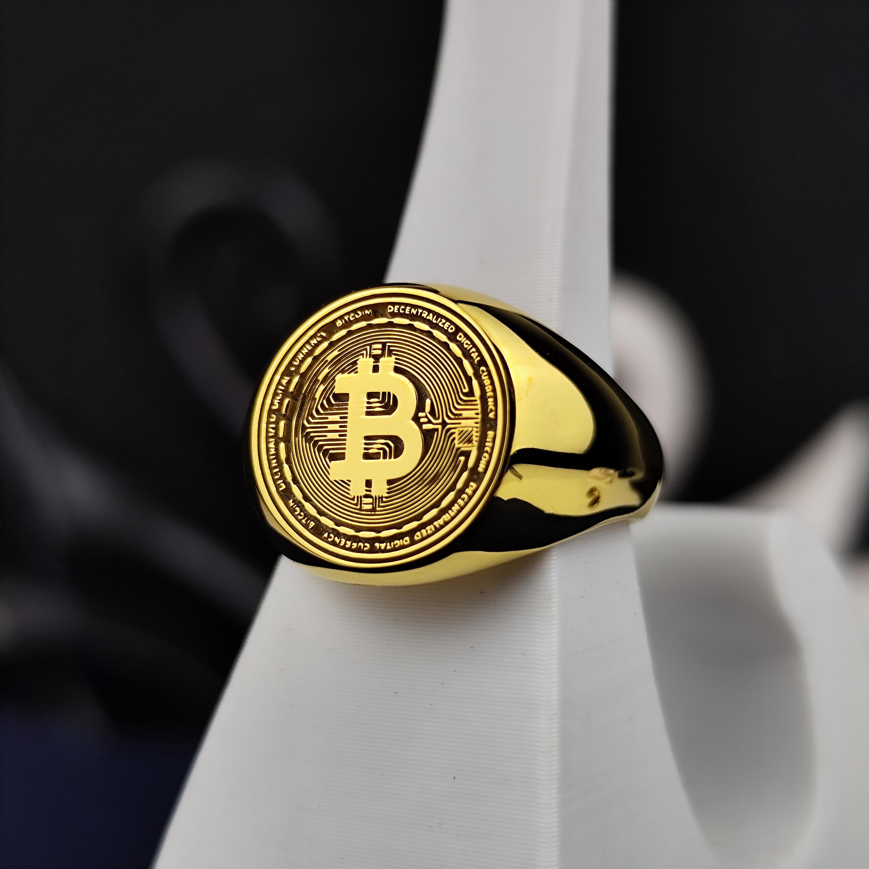 Gold Bitcoin Signet Ring – Exclusive Blockchain Jewelry for Crypto ...