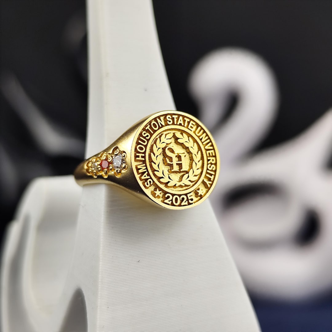 Minimalist Women's University Ring – Gold Plated Graduation Class Ring ...