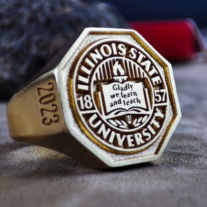 Men’s Hexagonal University Ring – Custom College Graduation Signet in ...