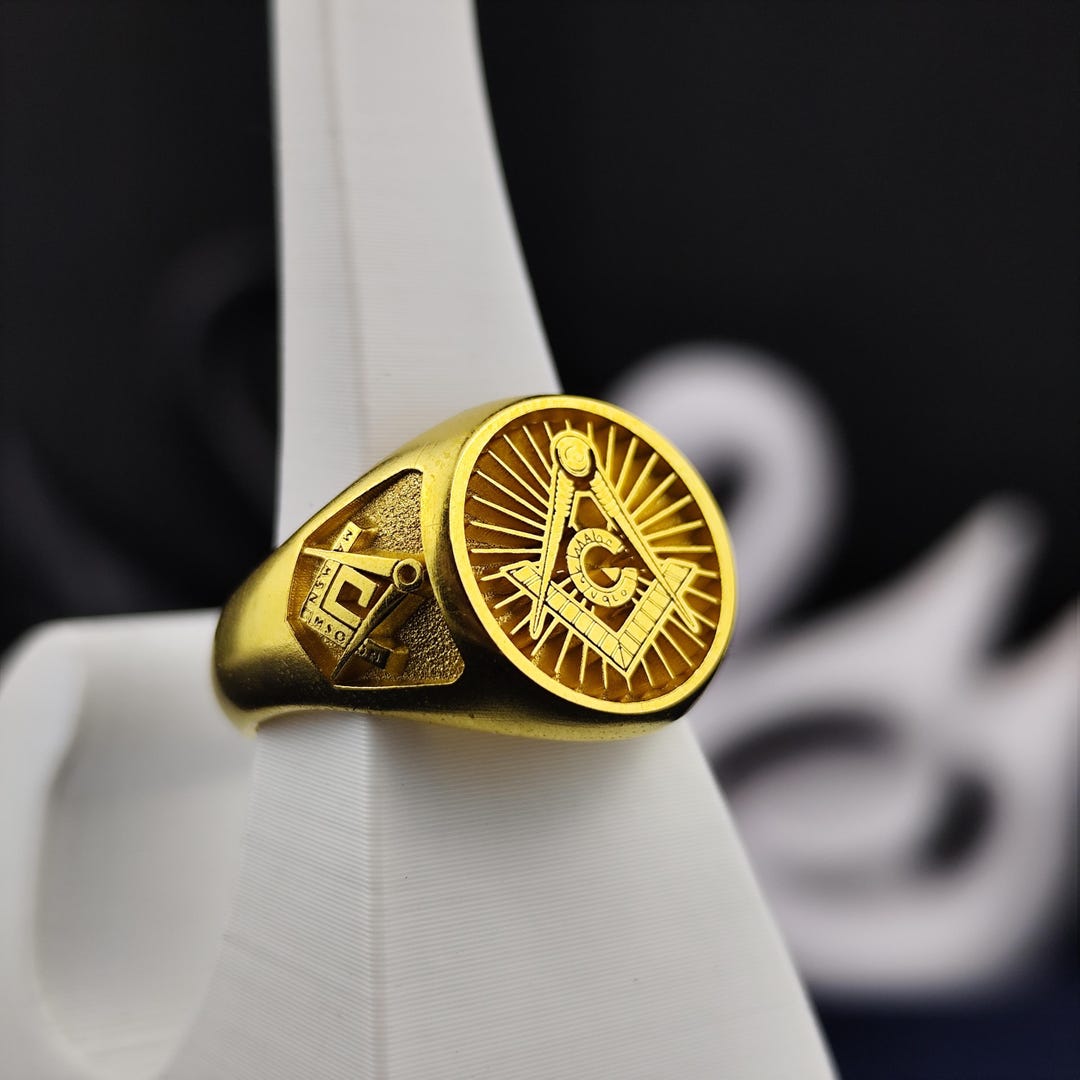 Vermeil Masonic Signet Ring / Freemasonry Ring With G Emblem / Masonic ...