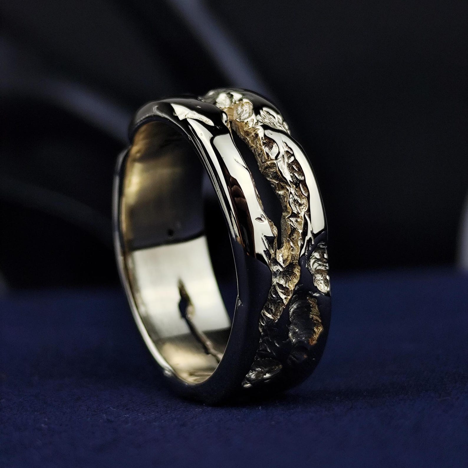 14K Gold Rustic Ring: Handmade Textured Band, Minimalist Jewelry - Etsy