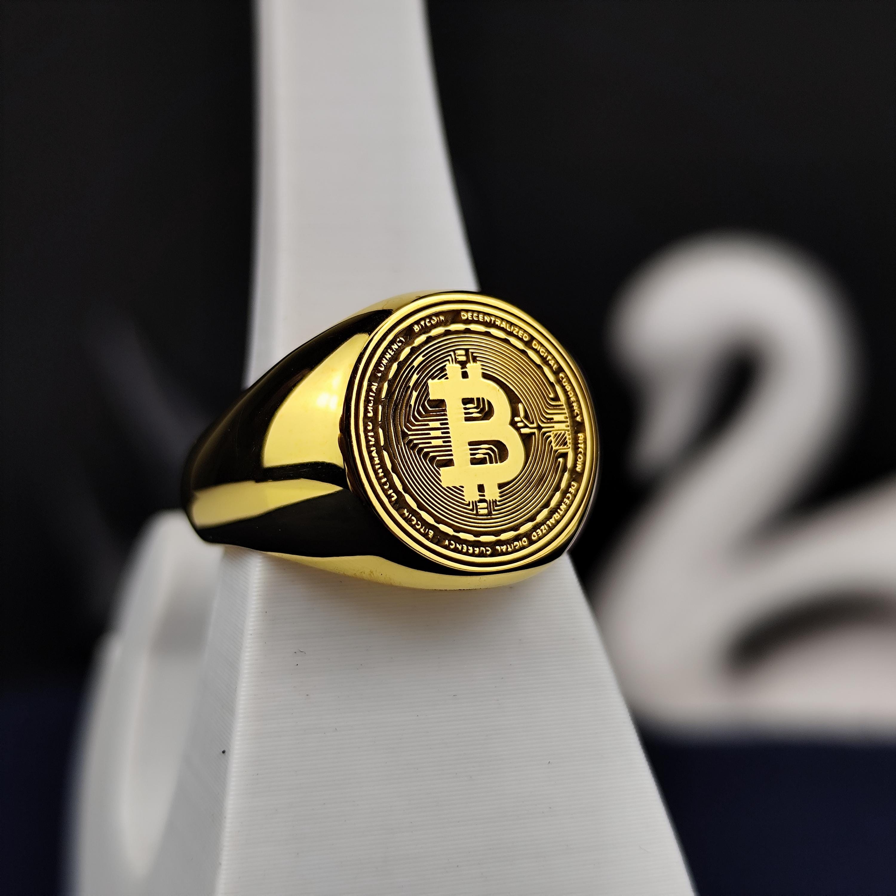 Gold Bitcoin Signet Ring – Exclusive Blockchain Jewelry for Crypto ...
