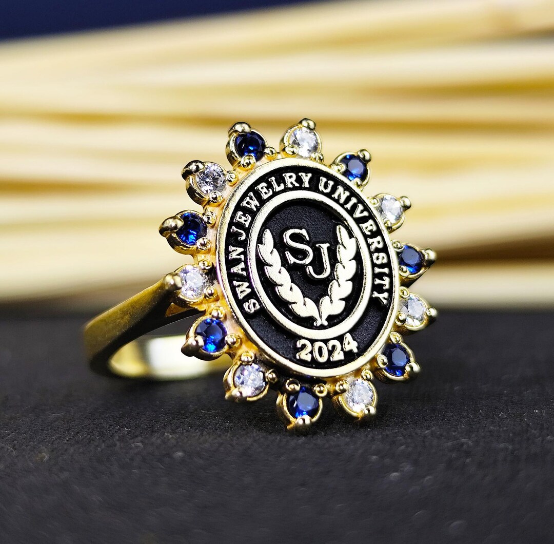 Delicate Women’s University Ring With Colorful Stones – Elegant ...