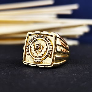 Men’s Gold-plated University Ring – Custom Graduation Signet - Etsy