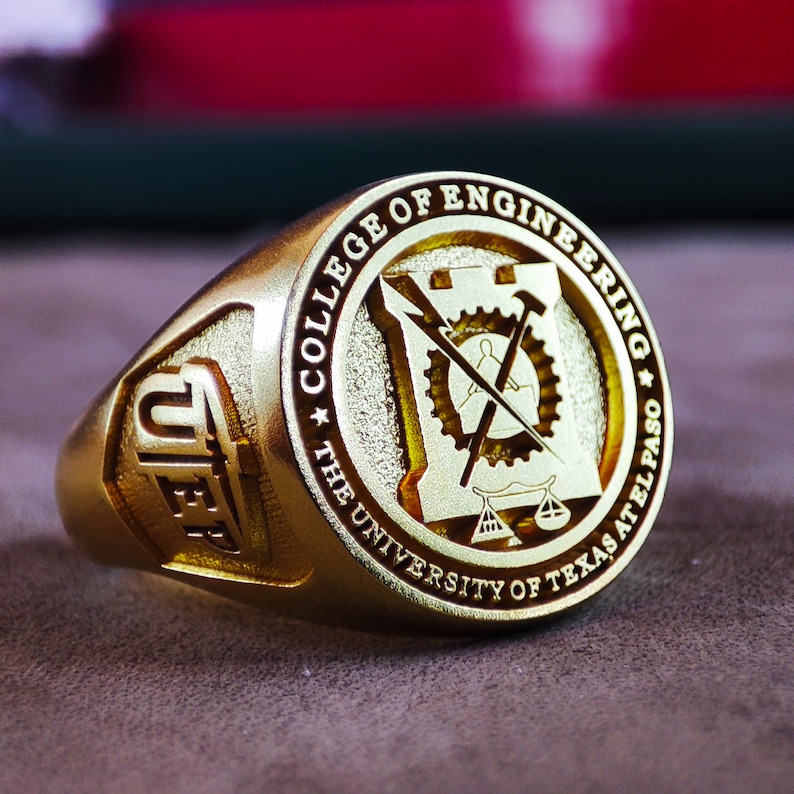 Gold Vermeil University Ring: Custom Graduation Signet, Personalized ...