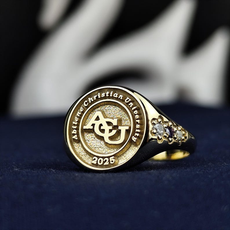 Minimalist Women's University Ring - Dainty Gold or Silver College ...
