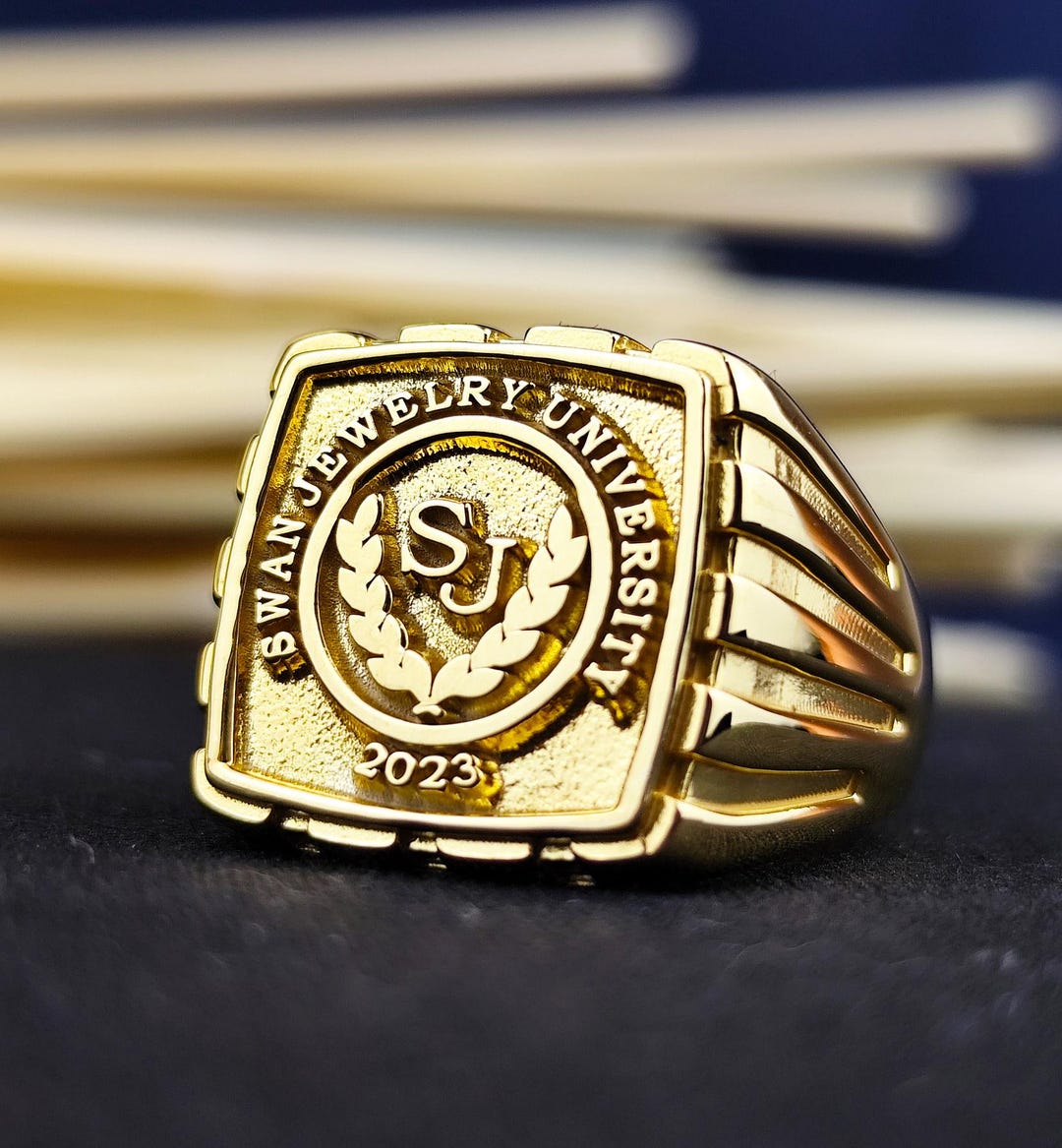 Men’s Gold-plated University Ring – Custom Graduation Signet - Etsy