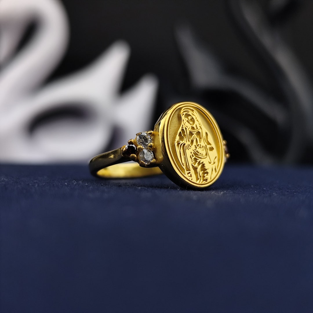 Gold Plated Virgin Mary Ring: Women's Catholic Signet - Etsy