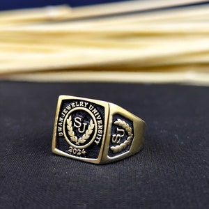 Custom Square Signet Ring – Graduation Gift in Gold or Silver - Etsy