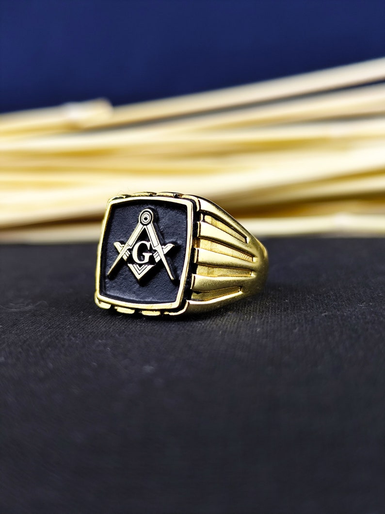 Freemason Signet Ring: Custom Square & Compass, Gold or Silver - Etsy