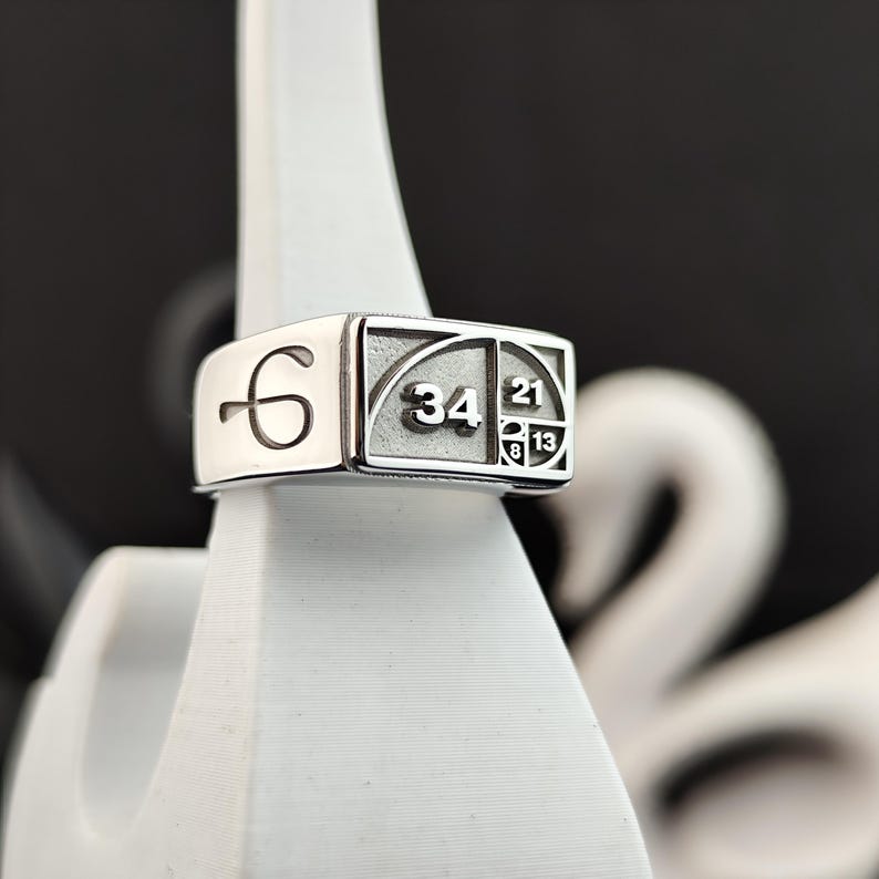 Fibonacci Signet Ring – Silver Golden Ratio Ring – Sacred Geometry ...