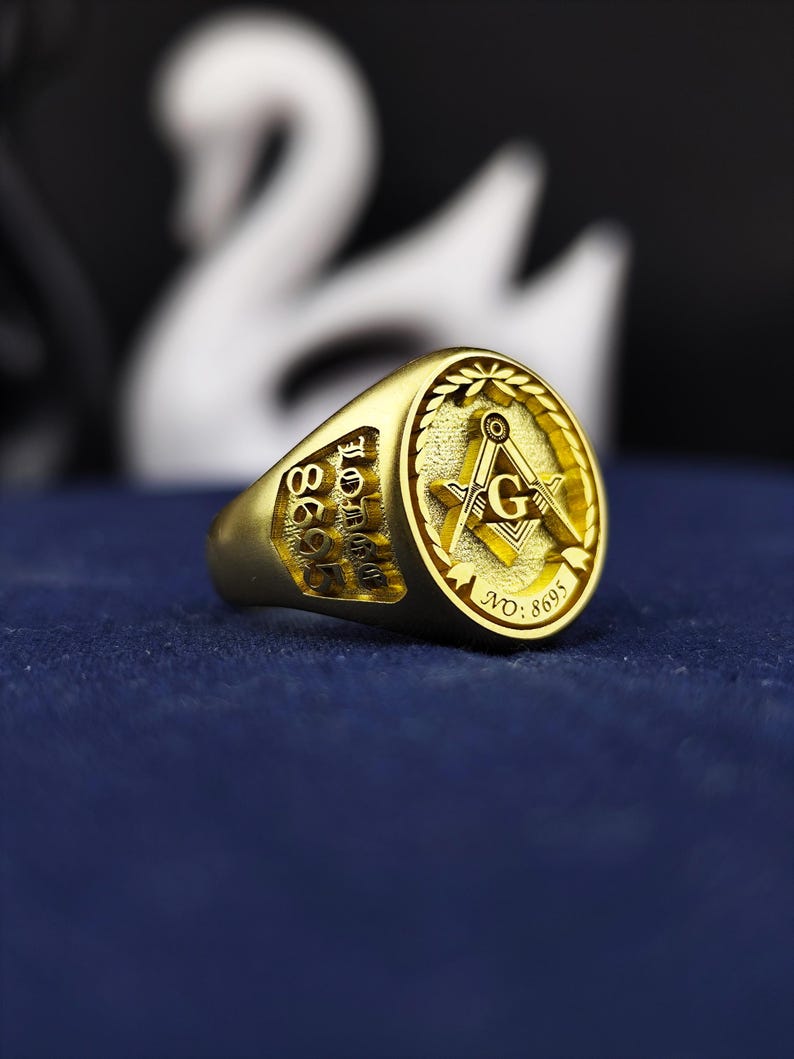 Vermeil Freemason Ring: Custom Engraved Masonic Signet - Etsy