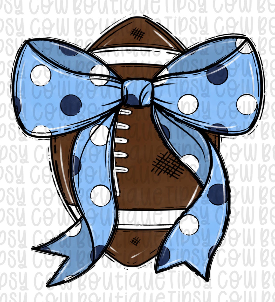 Custom Light Blue and Dark Blue Football Png Coquette Bow Png Hand ...