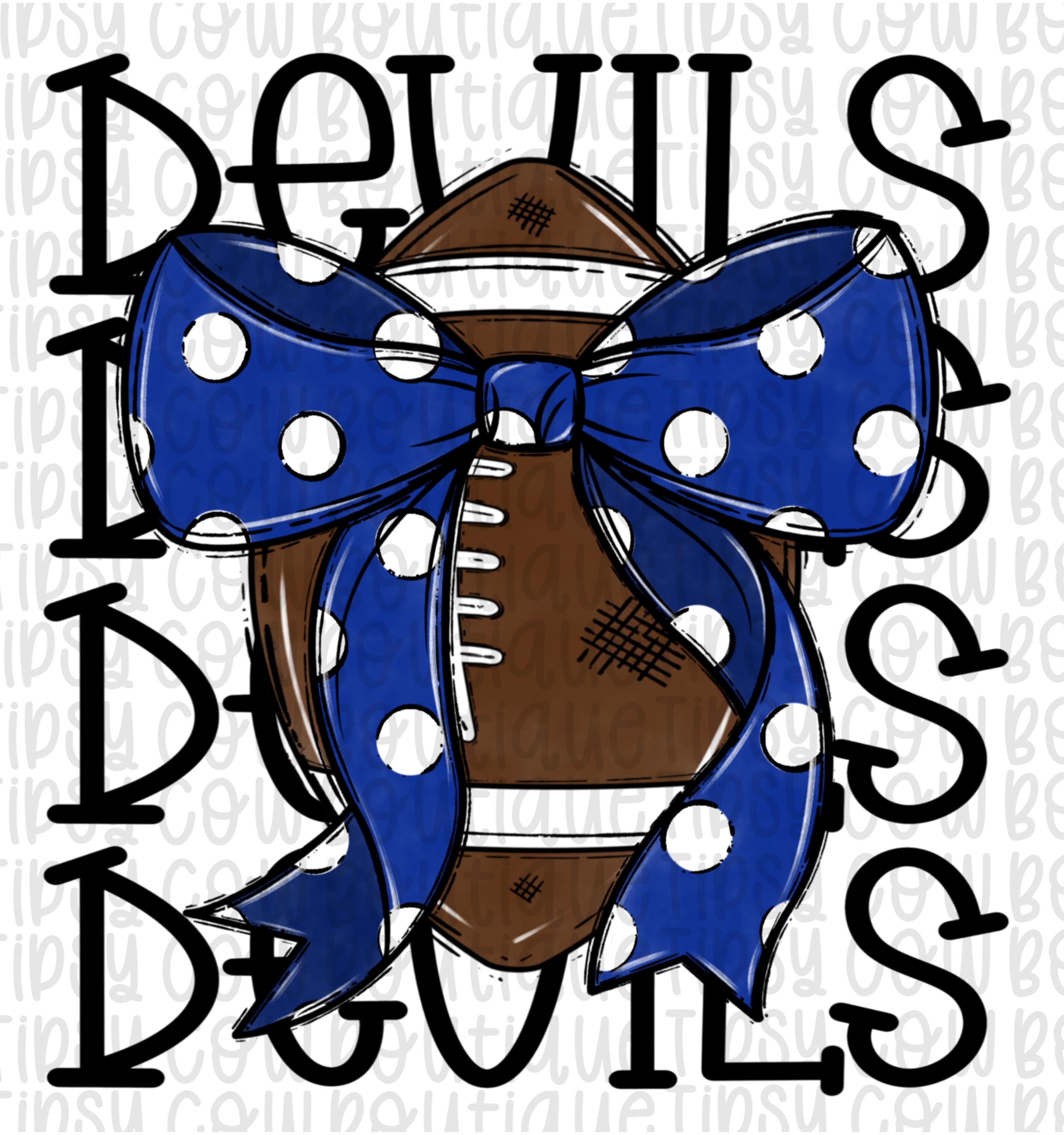 Custom Blue and White Football Png Coquette Bow Png Hand Drawn Football ...