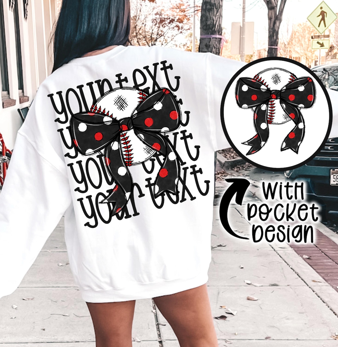 Custom Red and Black Coquette Baseball Png Coquette Bow Png Hand Drawn ...