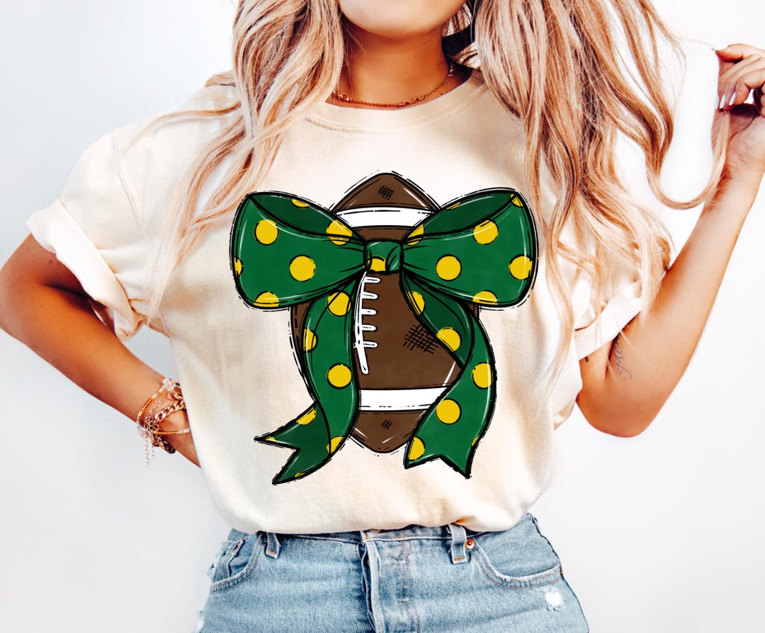 Green and Yellow Coquette Football Png Coquette Bow Png Hand Drawn ...