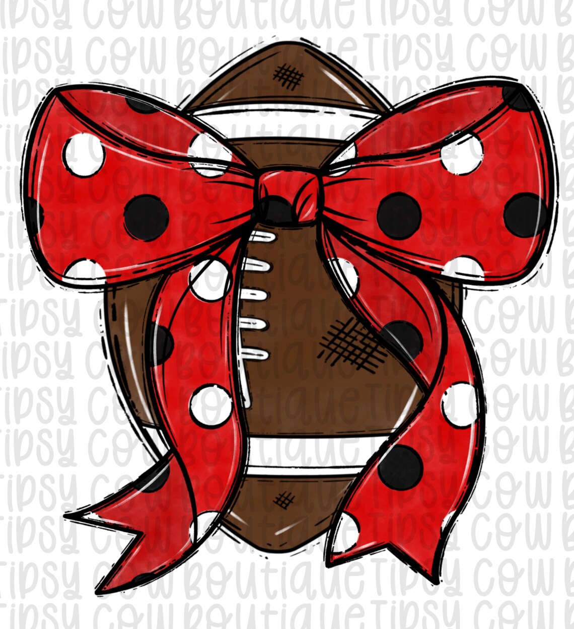 Custom Red and Black Football Png Coquette Bow Png Hand Drawn Football ...