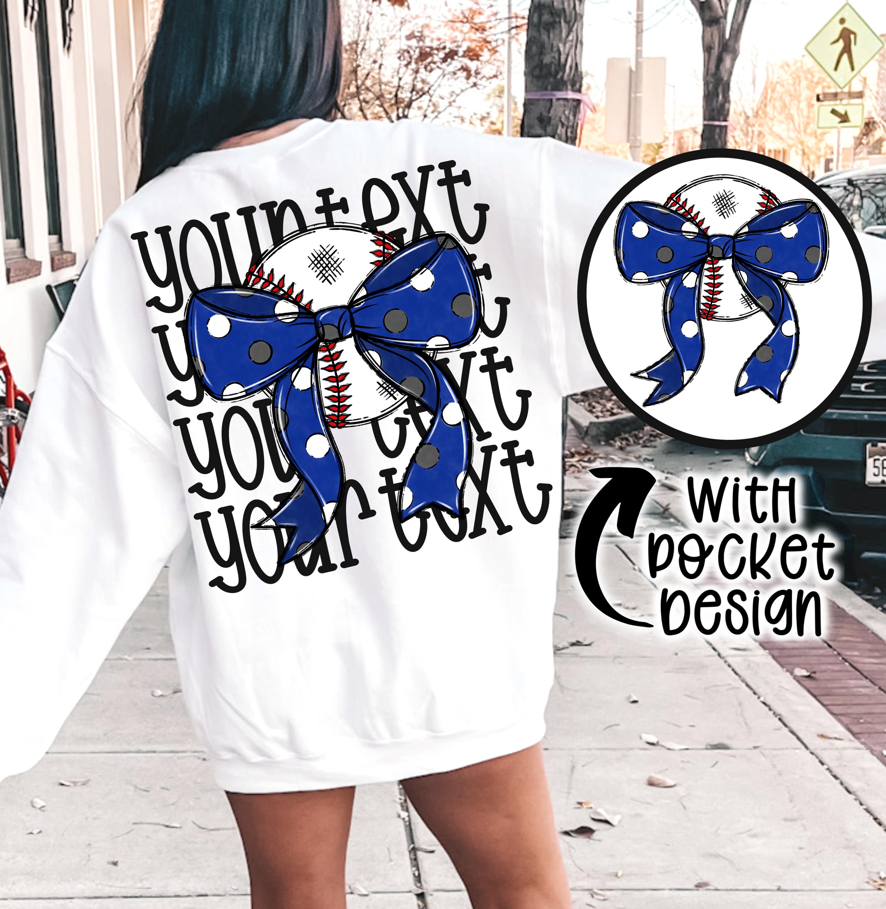 Custom Royal Blue and Gray Coquette Baseball Png Coquette Bow Png Hand ...